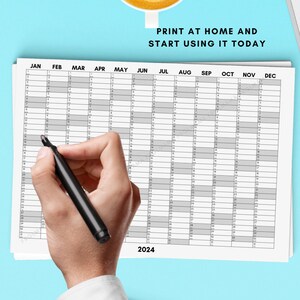 2024 Yearly Planner on 1 Page Landscape, 2024 Monthly Planner Landscape ...