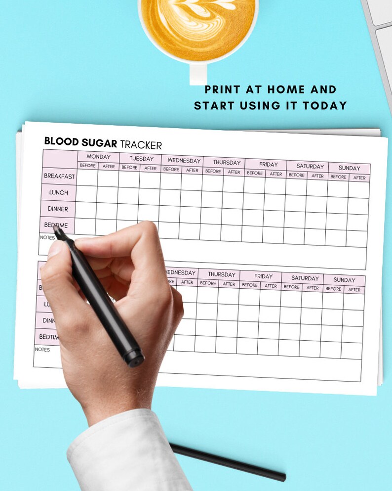 Blood Sugar Log Printable, Blood Sugar Tracker Printable, Blood Glucose ...