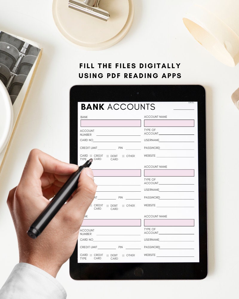 Bank Account Tracker Printable: Banking Log, A4 A5 Letter (digital ...