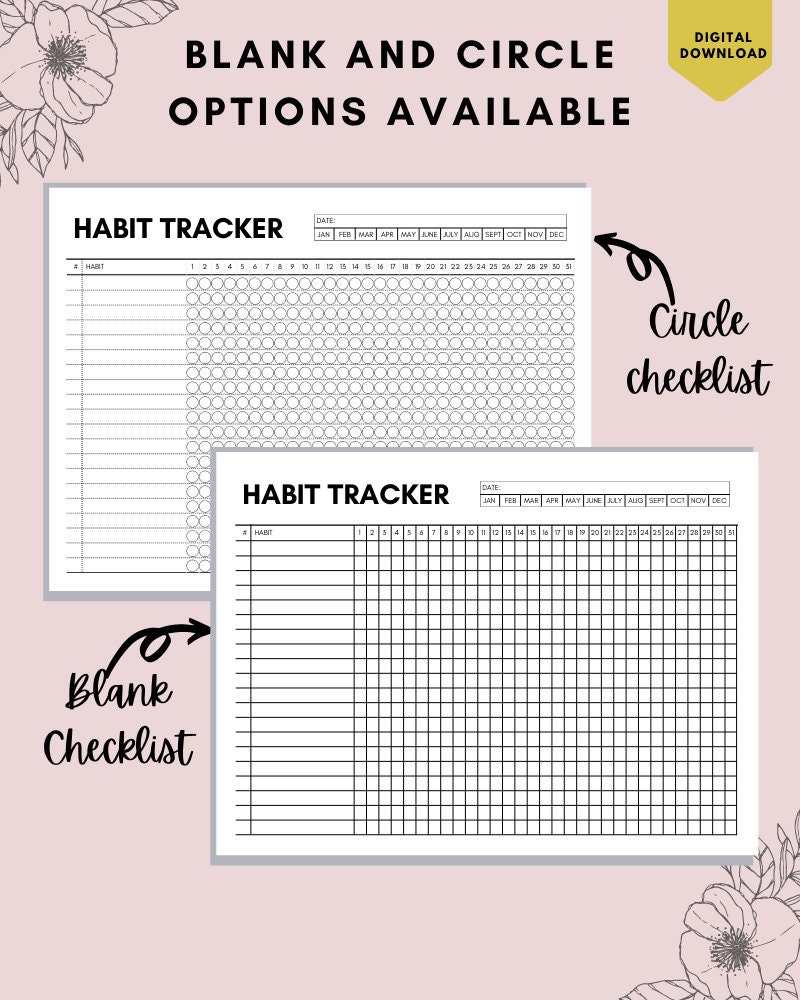 Habit Tracker Printable Bullet Journal Habit Tracker Circle - Etsy