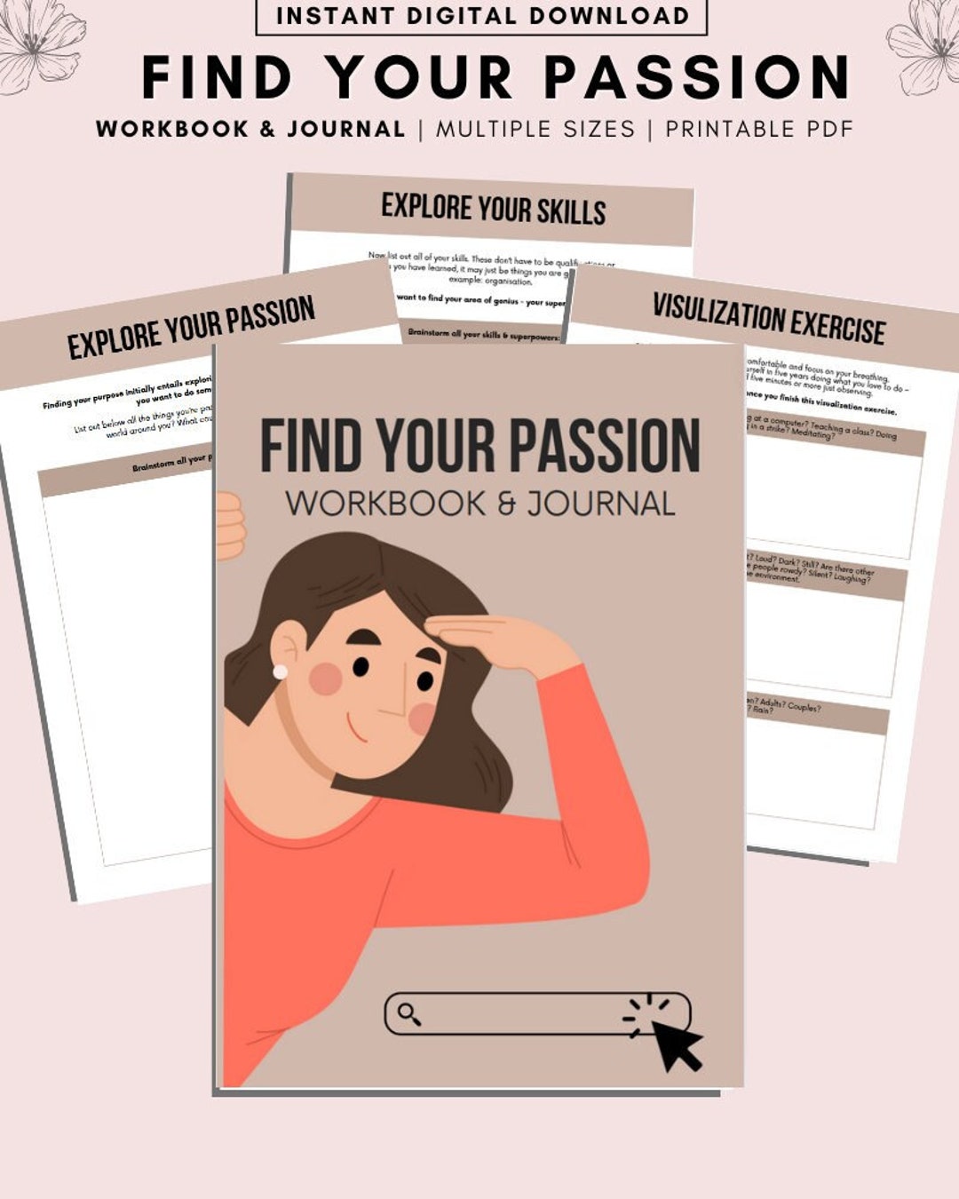 Find Your Passion Workbook & Journal: Life Purpose, Self-care (digital ...