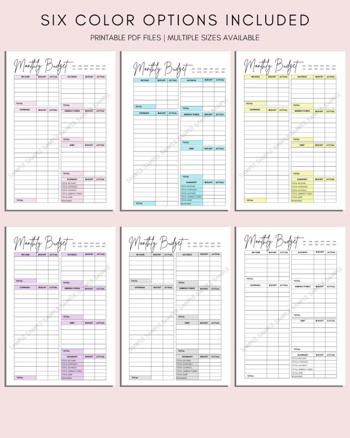MONTHLY Budget Overview Template Printable Budget Binder - Etsy