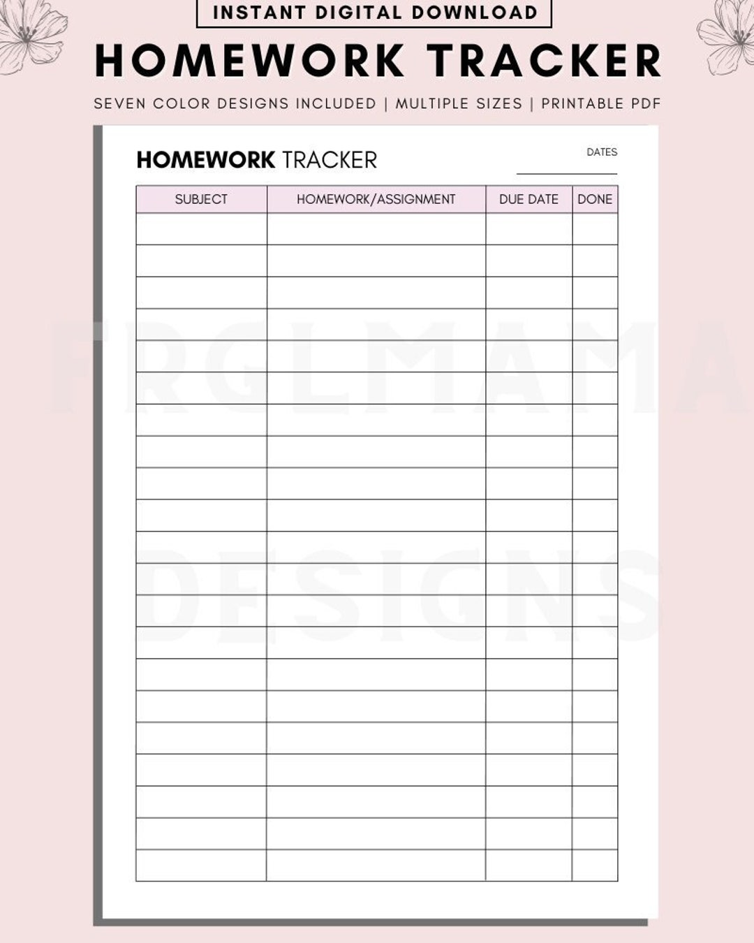 Printable Weekly Assignment Tracker, Assignment Tracker, Assignment ...