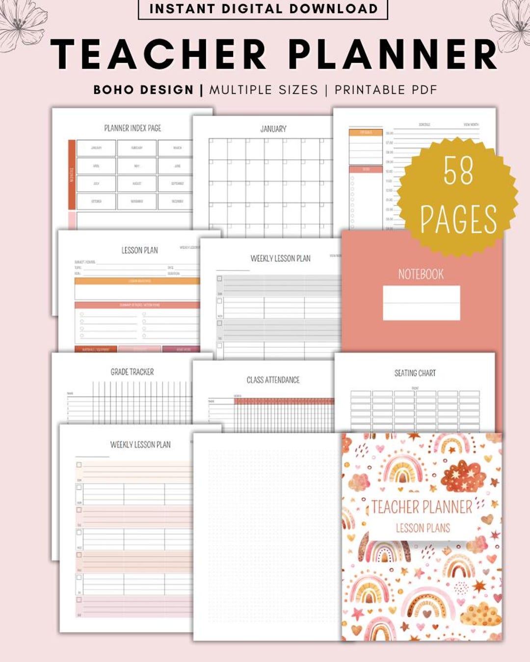 Printable Teacher Planner, Weekly Lesson Plans, Homeschool Planner ...