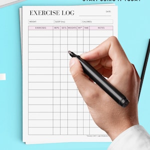 Exercise Log Printable: Gym Workout Diary, Fitness Tracker (PDF) - Etsy