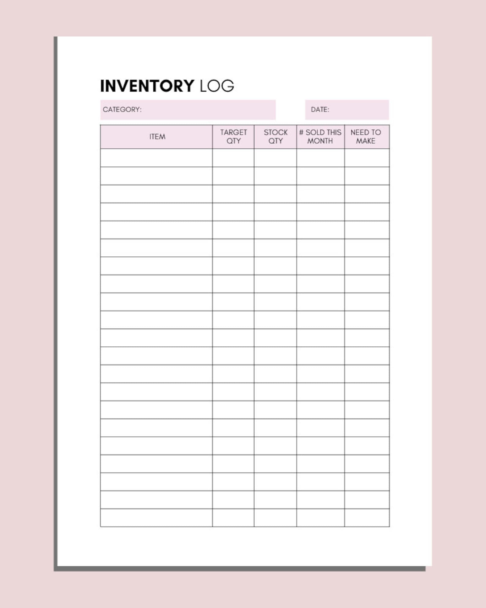 Printable Inventory Management Form: Small Business Organizer (A4 A5 ...