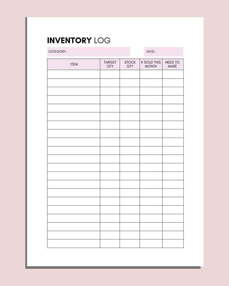 Printable Inventory Management Form: Small Business Organizer (A4 A5 ...