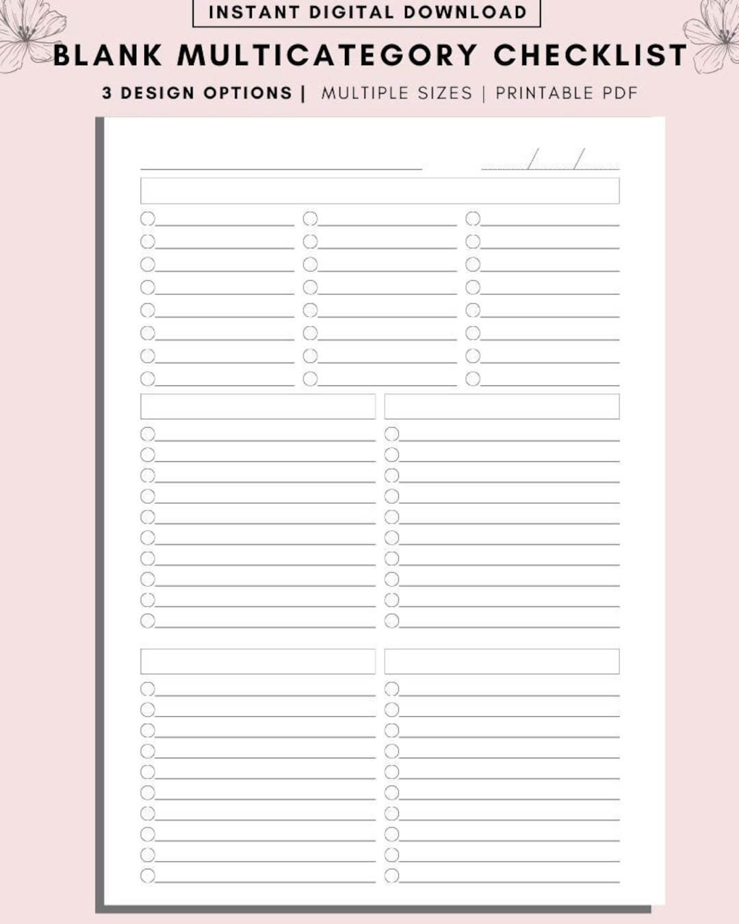 Blank Printable Checklist, Daily Weekly Planner Template, Modern ...