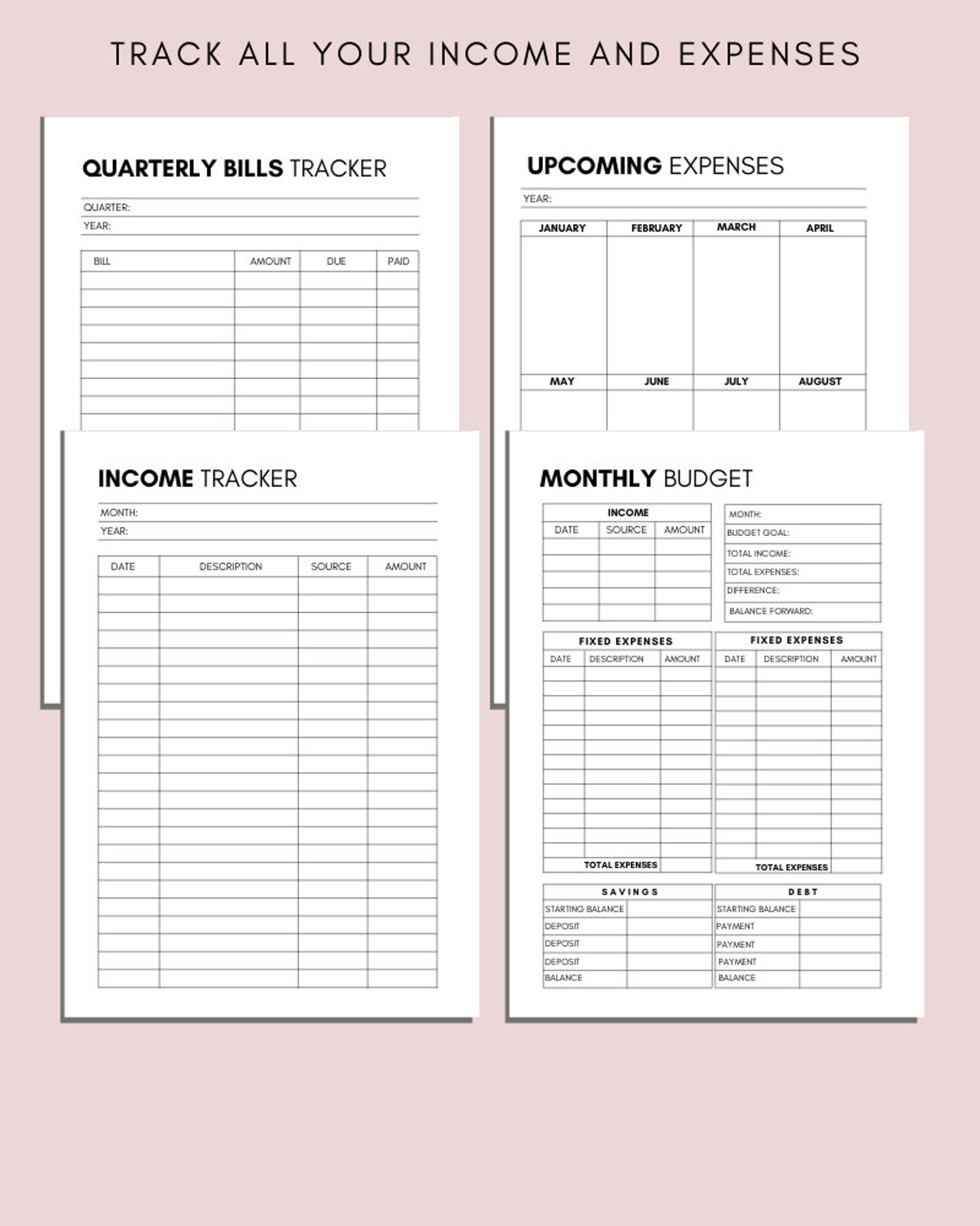 Minimal Budget Planner Finance Planner Monthly Budget Planner - Etsy UK