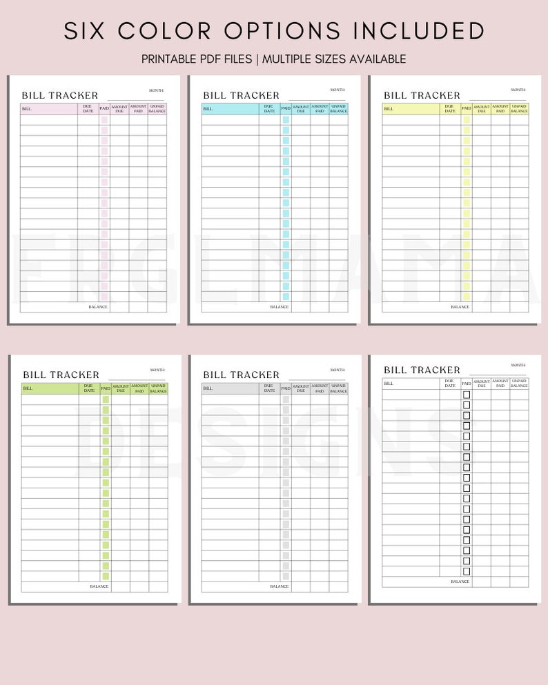 Monthly Bill Payment Tracker: Printable Checklist (editable PDF) - Etsy