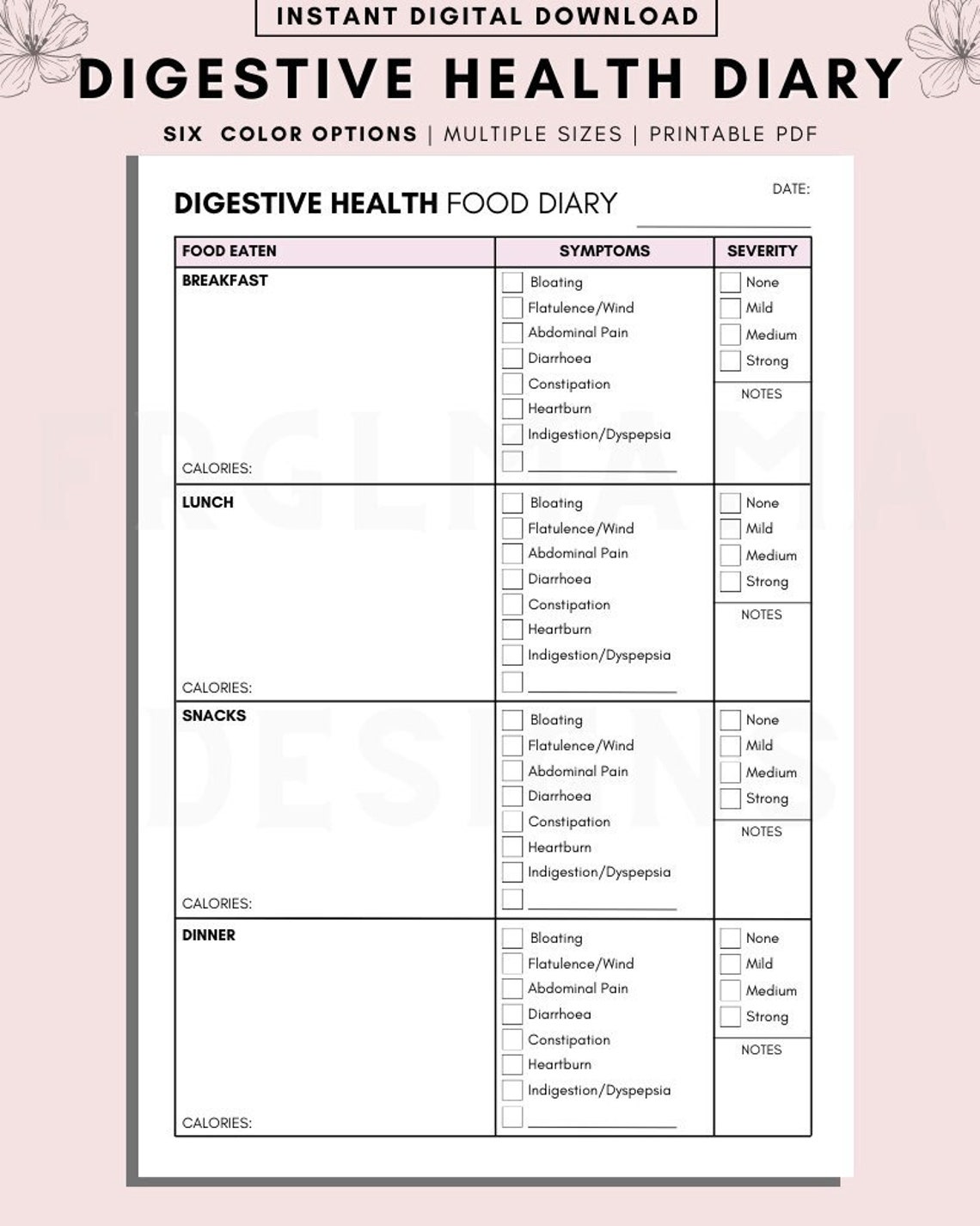 Digestive Health Food Diary: Food Sensitivity Tracker (digital Download ...
