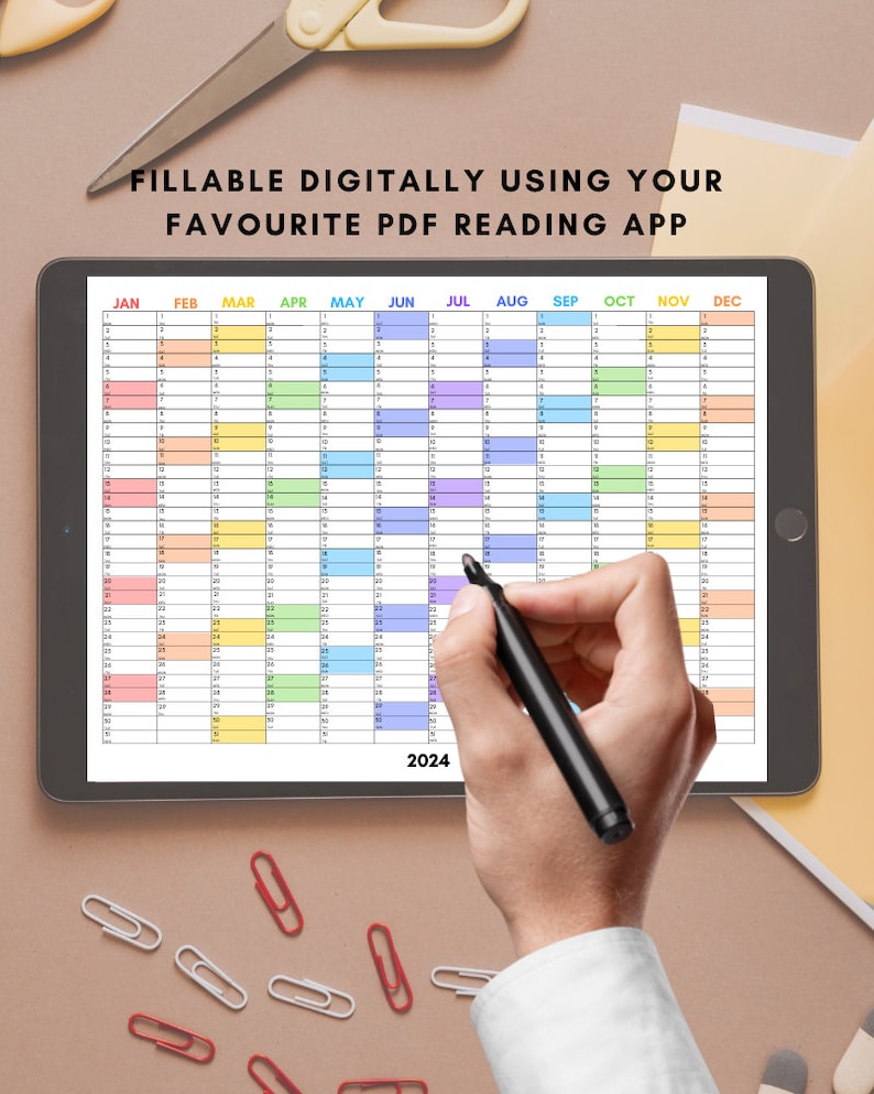 2024 Year Planner Yearly Planner on 1 Page Landscape - Etsy