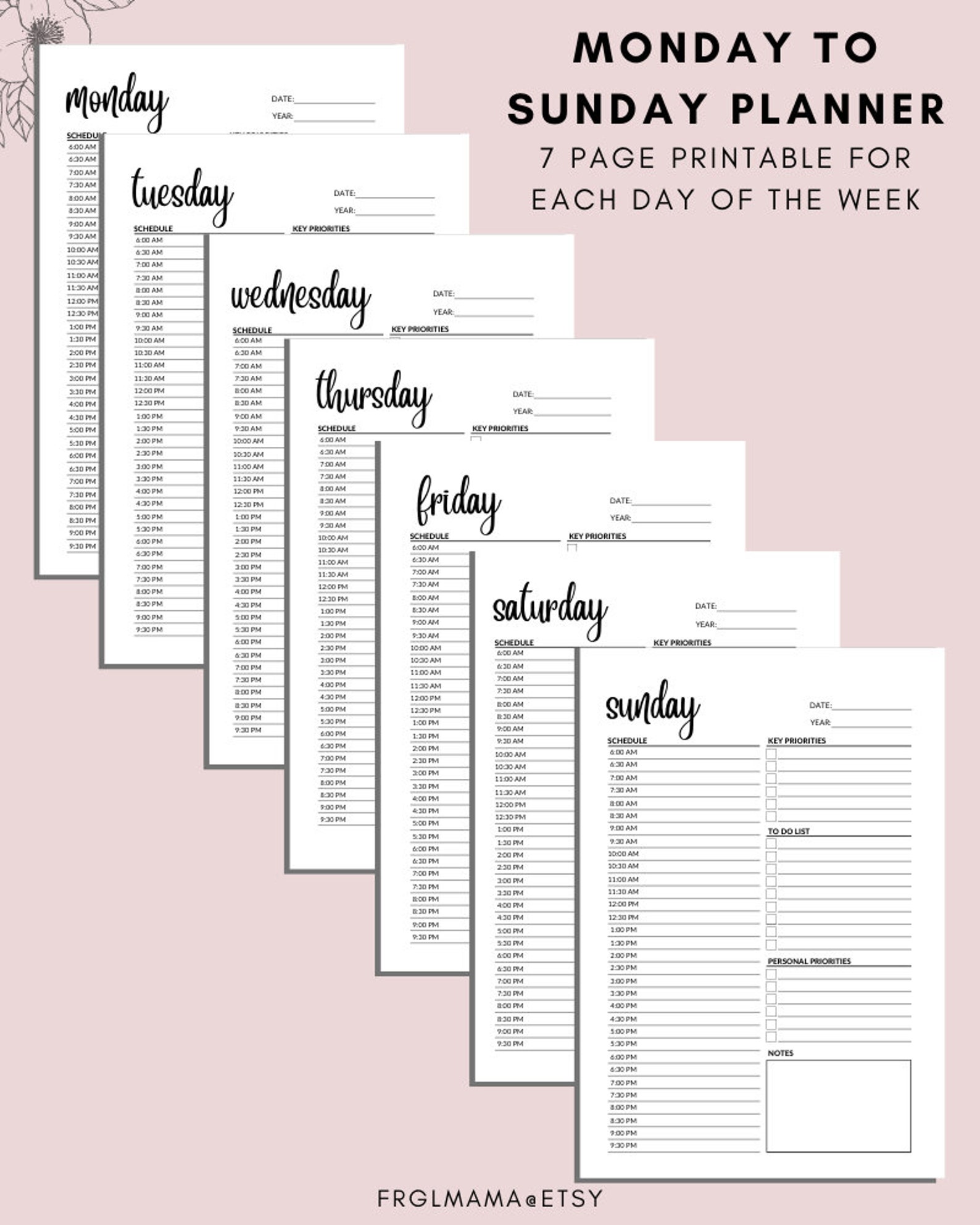 Work From Home Planner Personal Daily Planner Productivity - Etsy