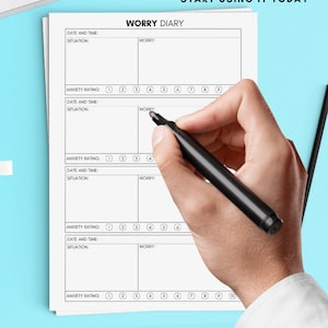 Daily Worry Diary Printable, Printable Anxiety Journal, Anxiety Journal ...