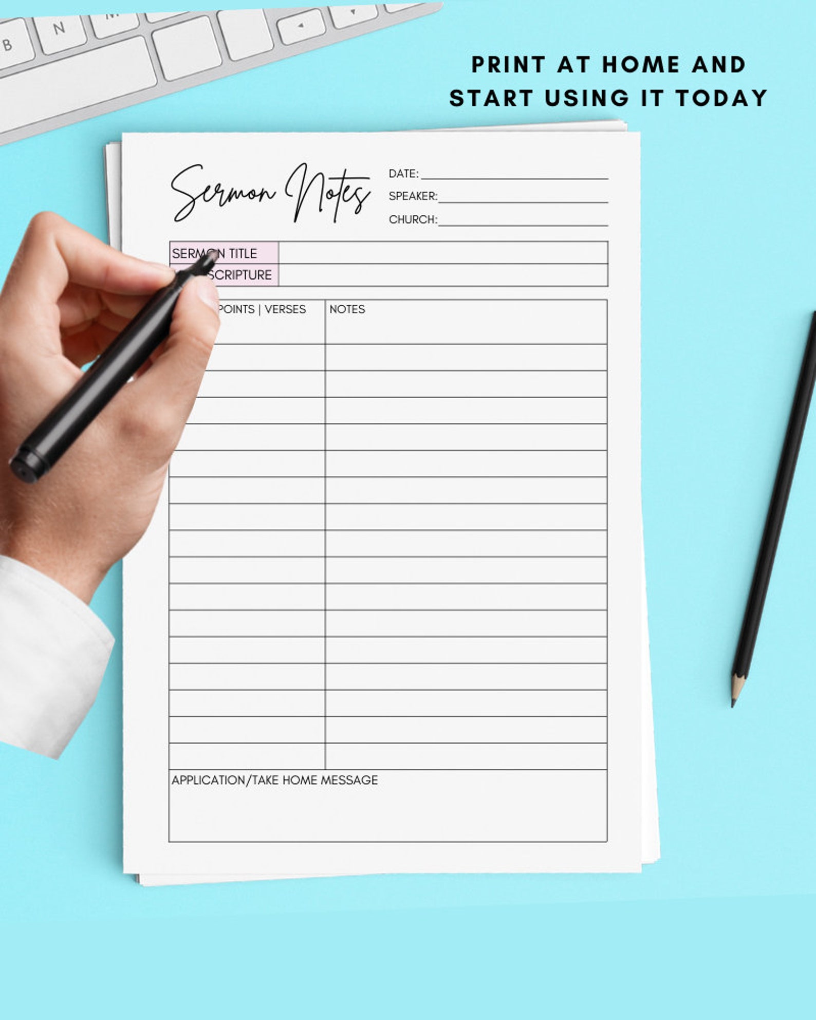 Printable Sermon Notes Sermon Summary Note Christian Planner Etsy