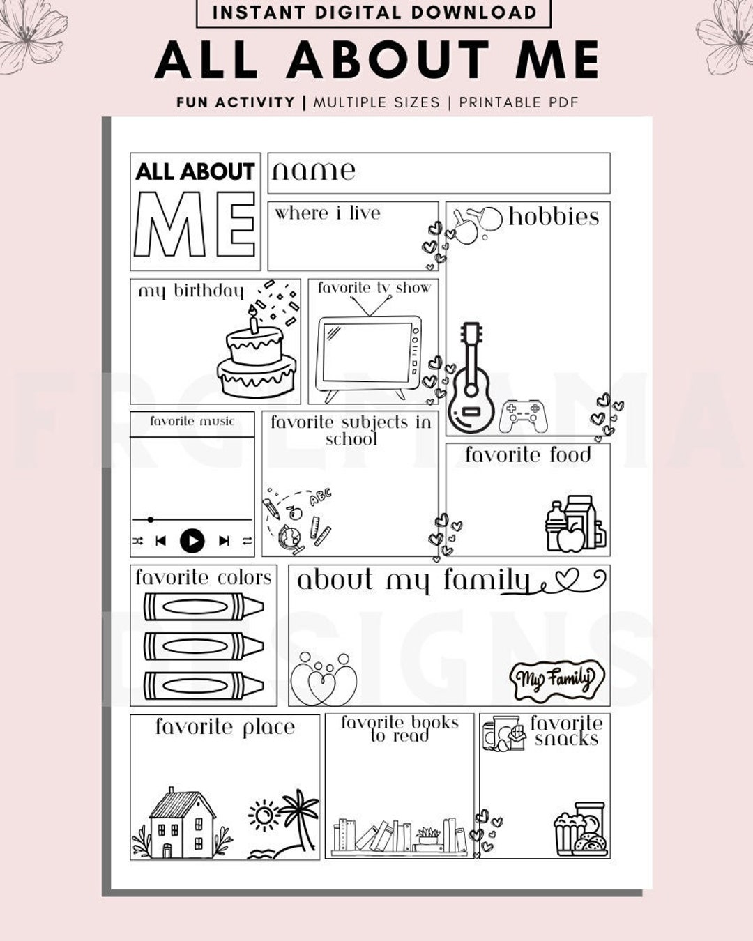 All About Me Homeschool Interview Printable, Home Education ...