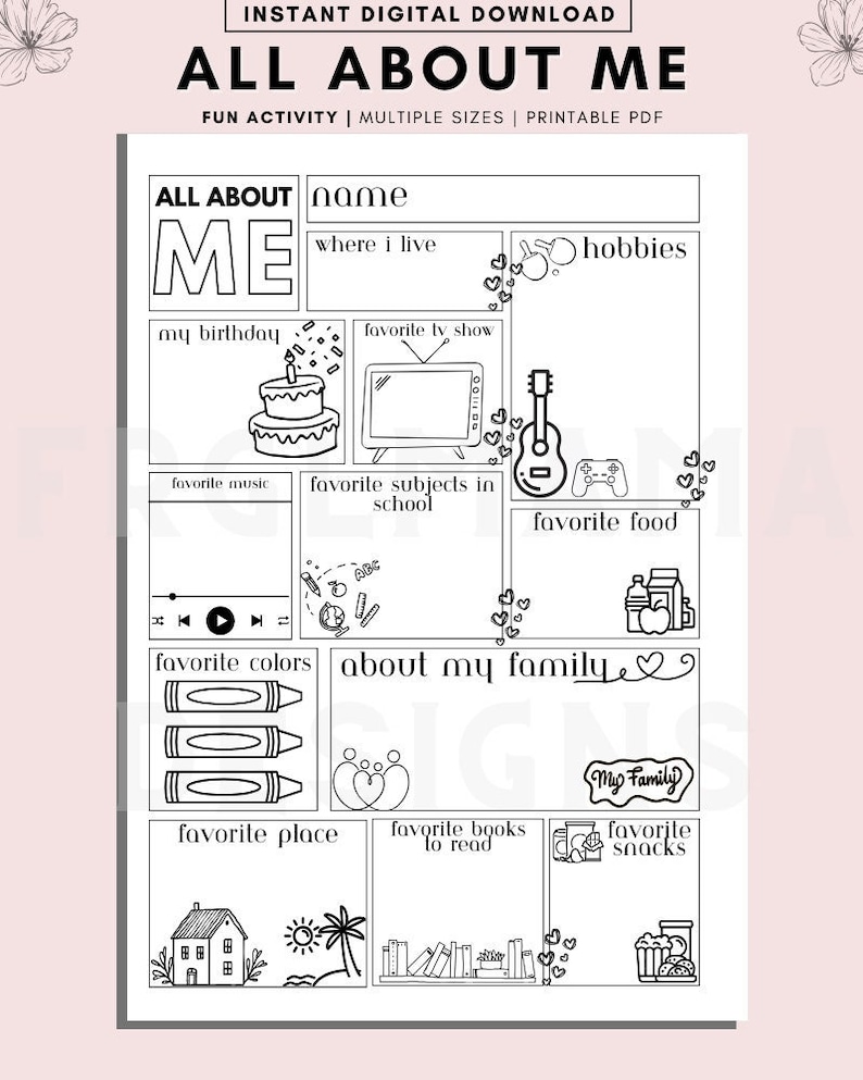All About Me Homeschool Interview: Kids Questionnaire (PDF) - Etsy UK