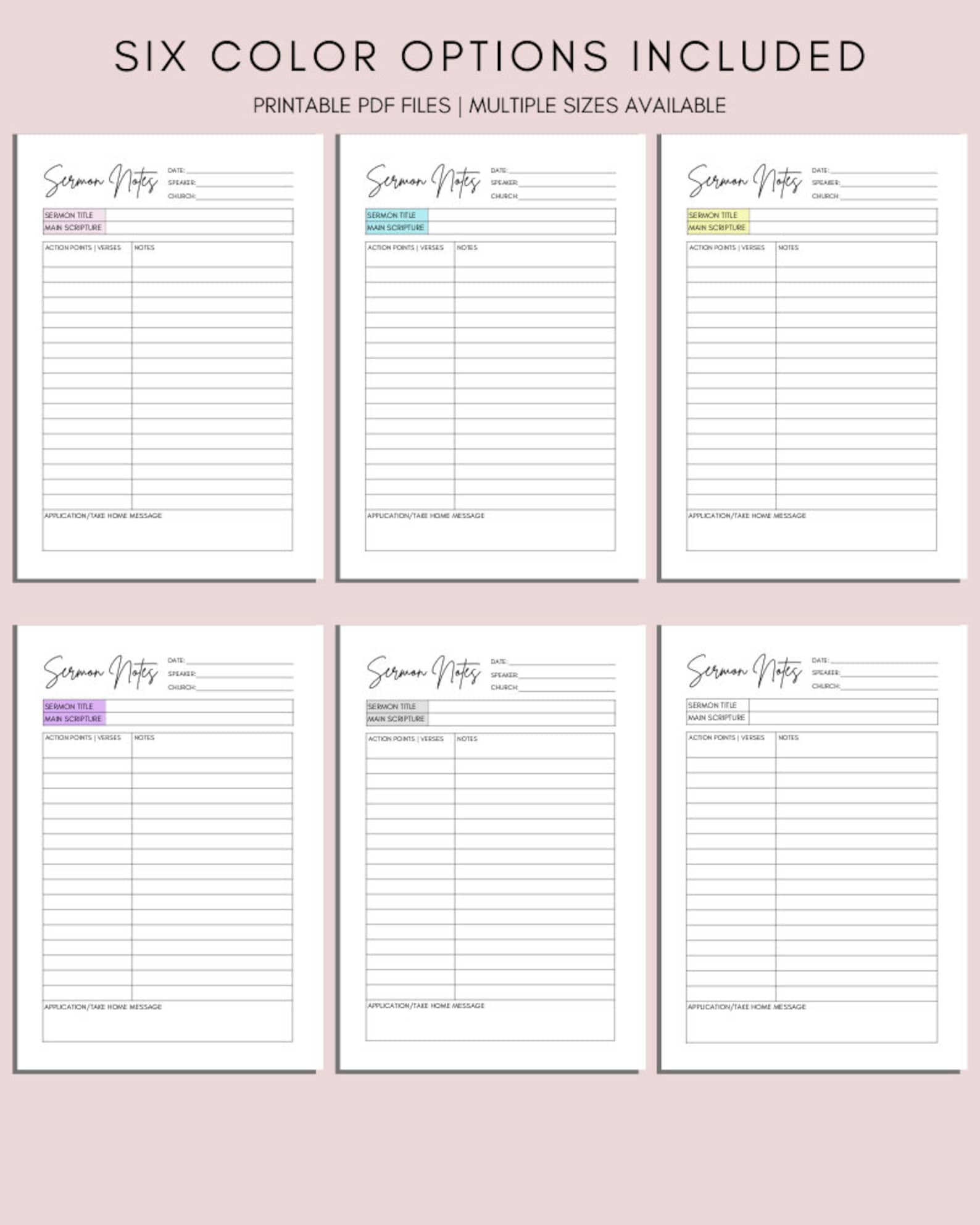 Printable Sermon Notes Sermon Summary Note Christian Planner Etsy