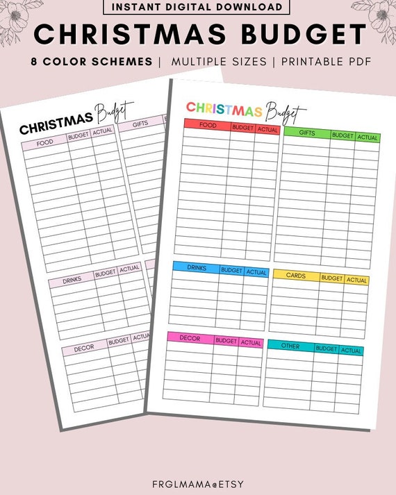 CHRISTMAS Budget Overview Template Printable Paycheck Budget | Etsy