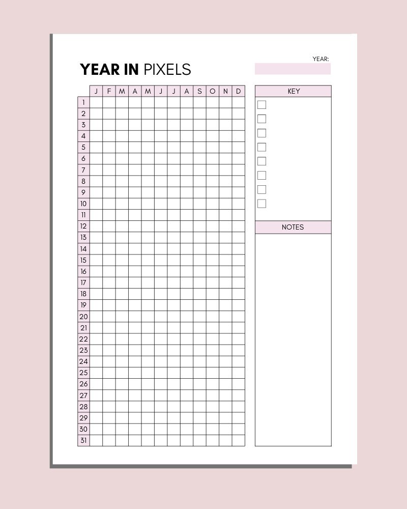 A Year in Pixels Printable Yearly Mood Tracker Year in Pixels | Etsy Canada