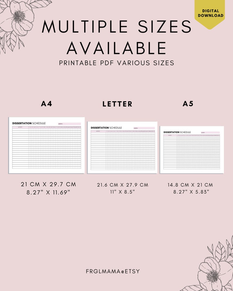 Dissertation Timeline Template Dissertation Work Plan - Etsy