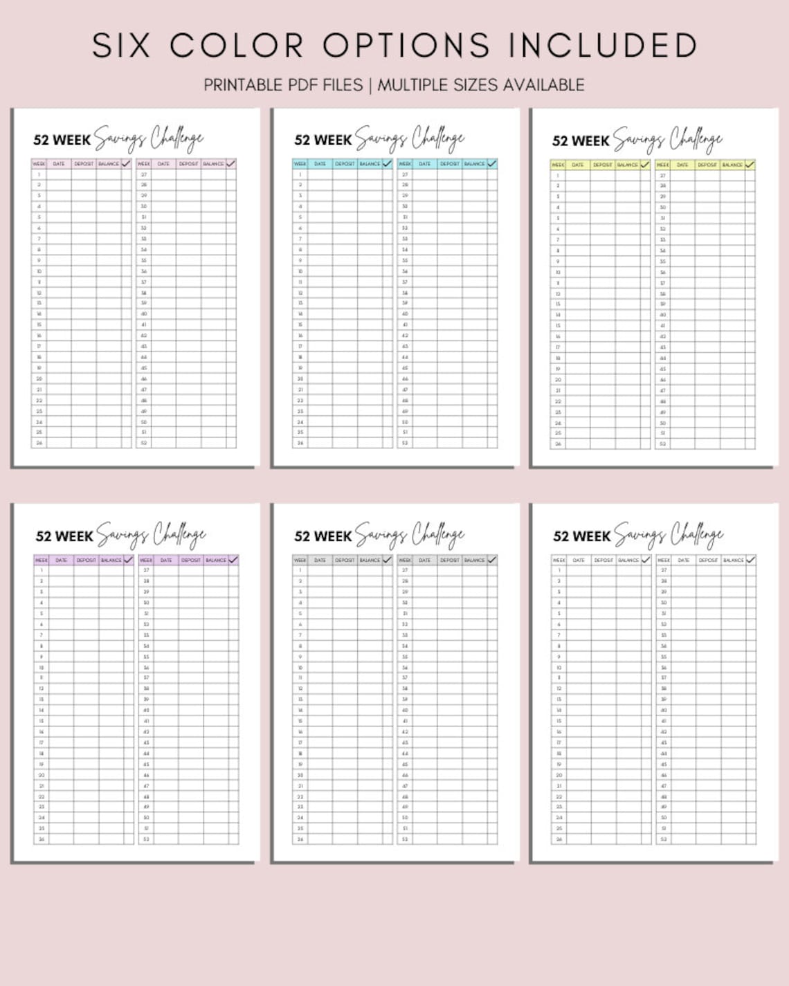52 Week Savings Tracker Printable Savings Tracker Emergency | Etsy Canada