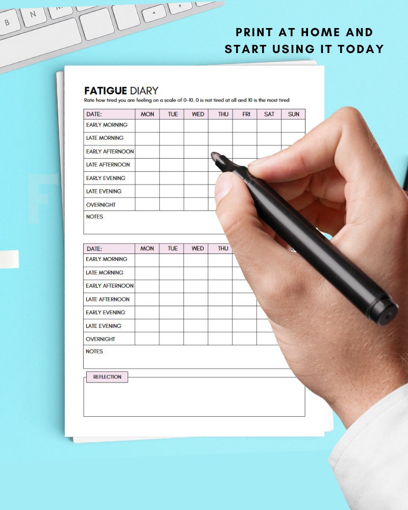 Weekly Fatigue Tracker: Printable Health Diary (A4, A5, US Letter PDF ...