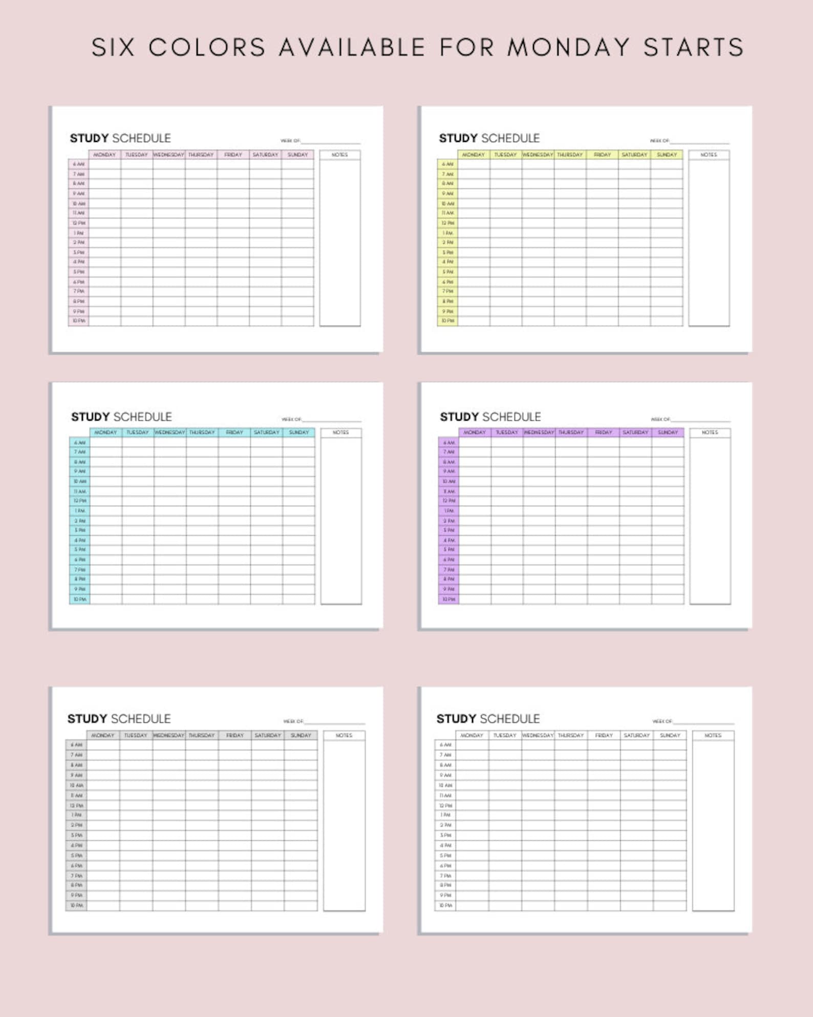 Minimalist Revision Timetable Printable Set Hourly Agenda - Etsy