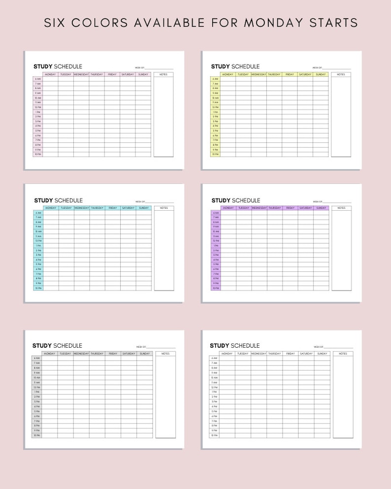 Minimalist Study Schedule Printable Set: Weekly Timetable (A4, A5 ...