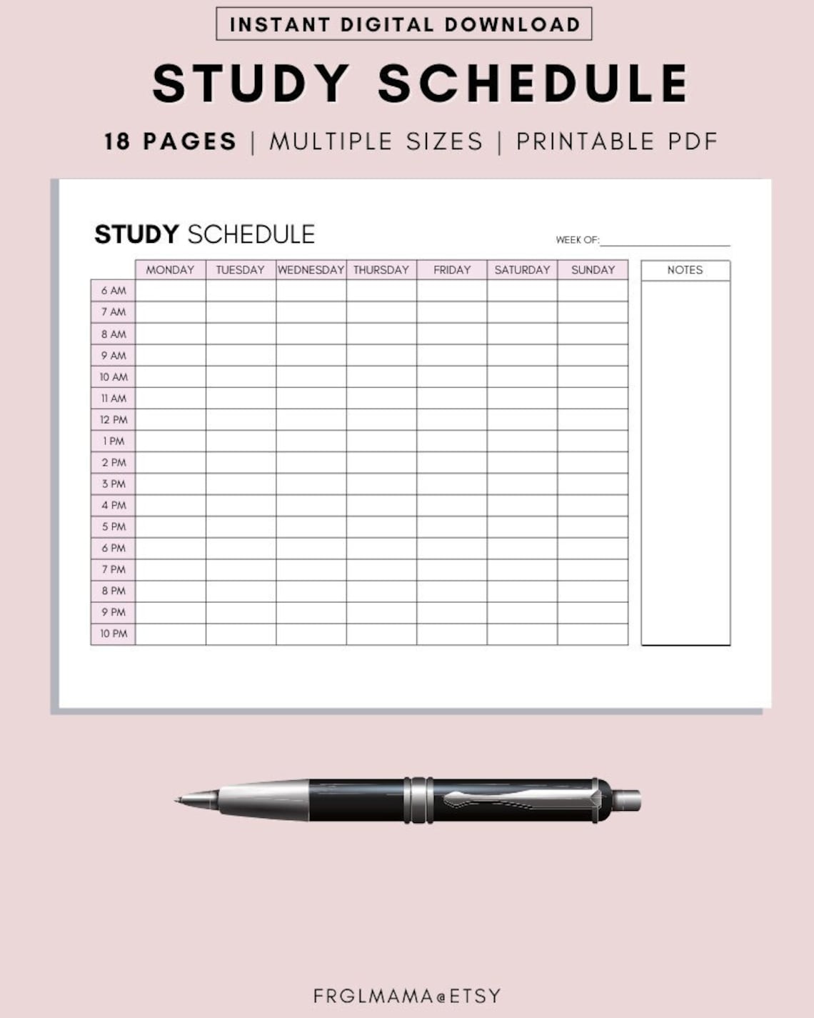 Minimalist Study Schedule Printable Set: Weekly Timetable (A4, A5 ...