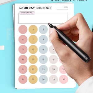 30 Day Challenge, 30 Day Tracker, Goal Setting, Progress Tracker, Habit ...