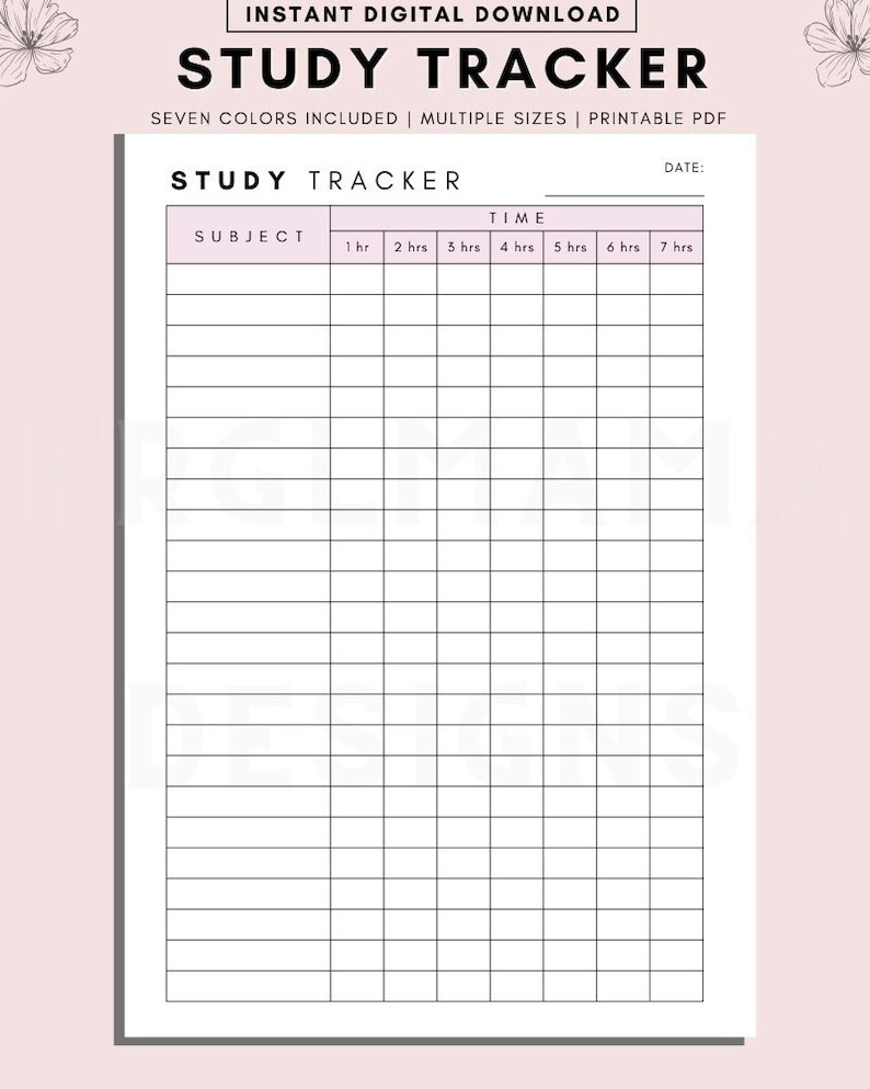 Study Tracker Planner: Exam Prep Kit, Timetable (printable PDF) - Etsy