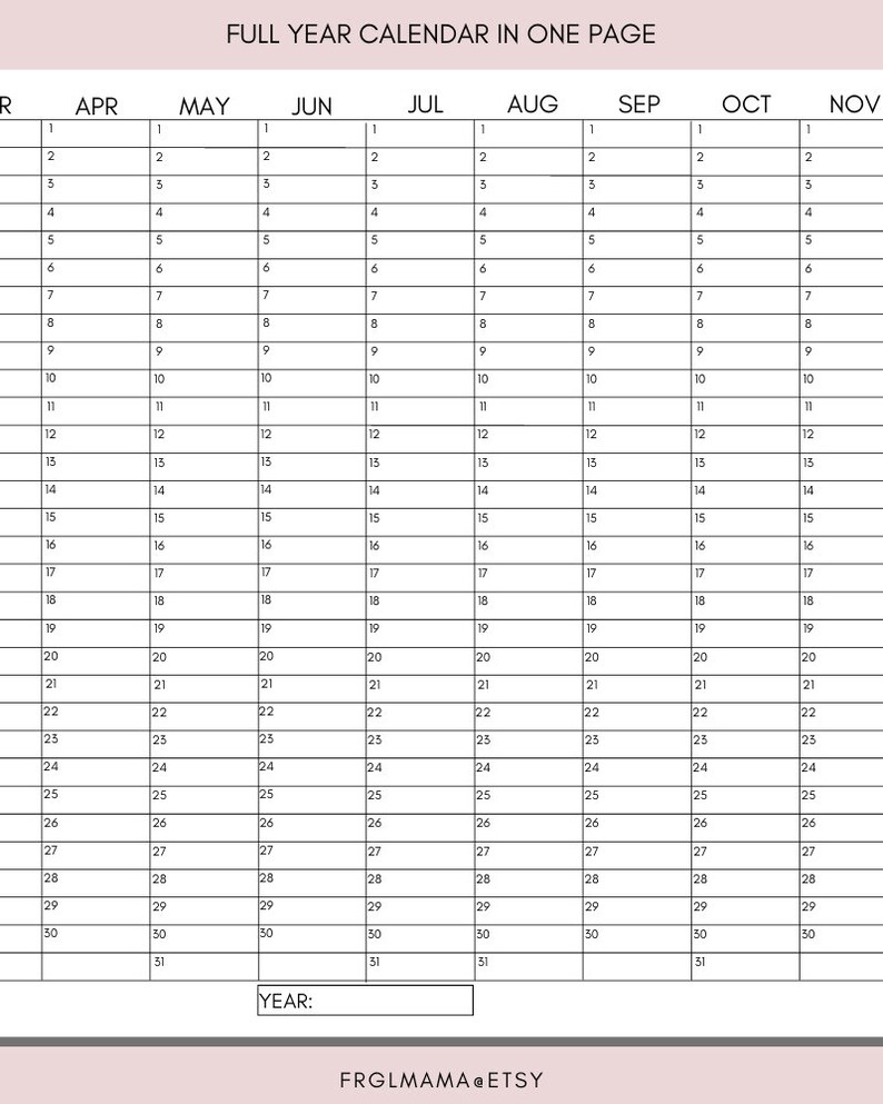 Undated Year Planner: Minimalist Calendar Printable (A3, A4, A5 PDF) - Etsy