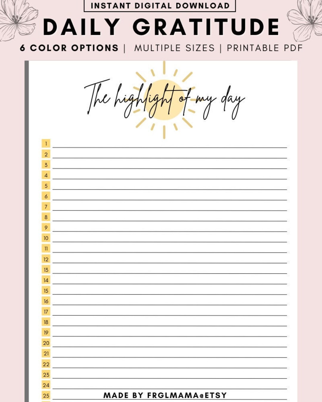 Daily Check in Journal, Daily Gratitude Journal Printable, Daily ...