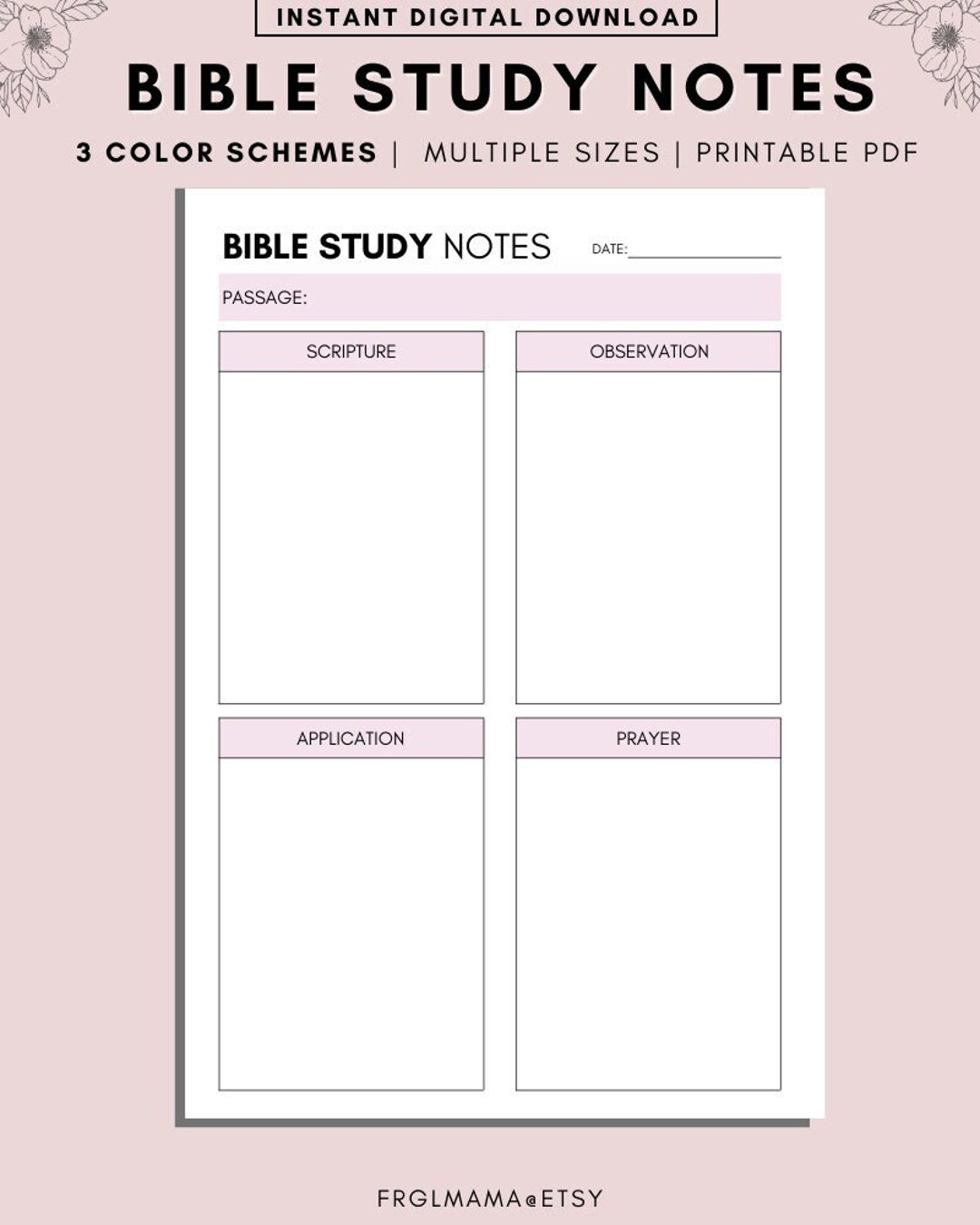 Bible Study Printable, SOAP Bible Study, Scripture, Observation, Apply ...