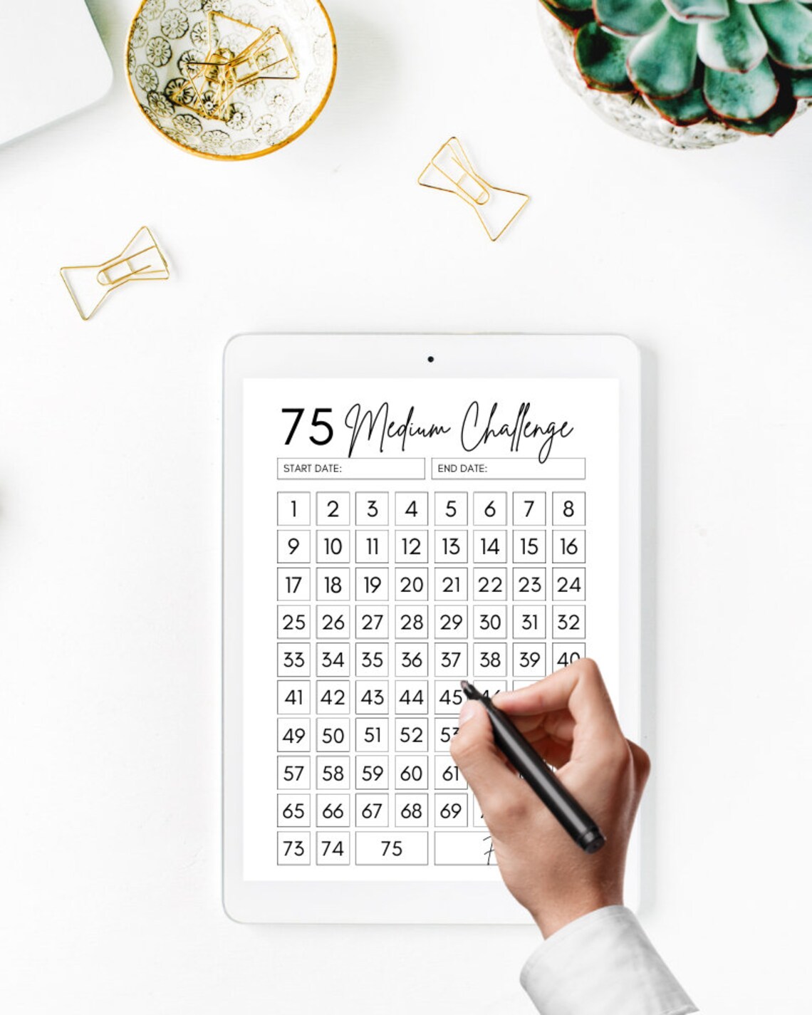 Blank 75 Medium Challenge Tracker 75 Day Challenge Printable | Etsy