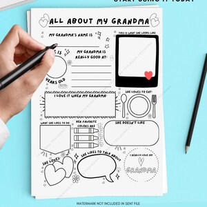 All About My Grandma Printable, Mother's Day Fill in the Blank ...