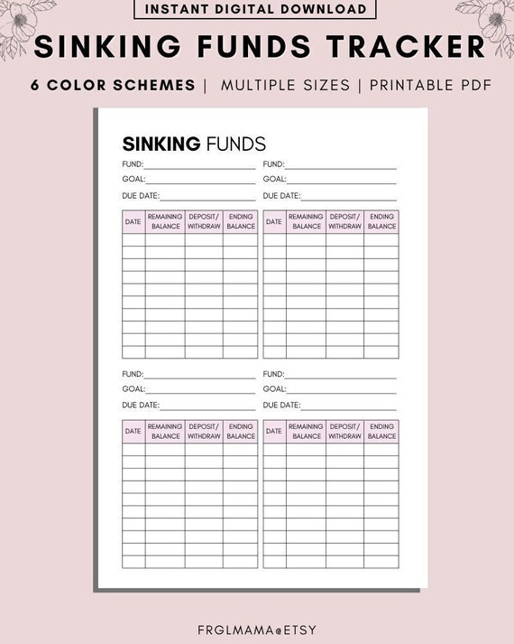 Sinking Funds Tracker Savings Tracker Printable Savings | Etsy