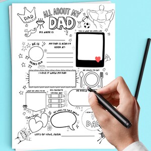 All About My Dad Printable Fathers Day Questionnaire Dad Gift From Kids, DIY Fathers Day ...
