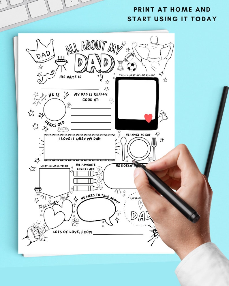 All About My Dad Printable, Father's Day Questionnaire (PDF) - Etsy