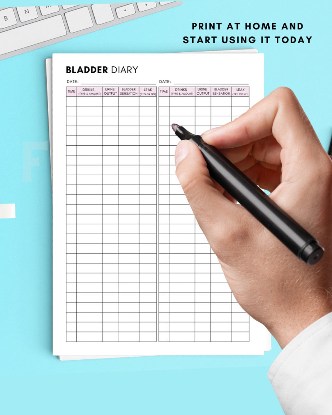 Bladder Diary Tracker Printable: Urination & Symptoms Log (PDF) - Etsy