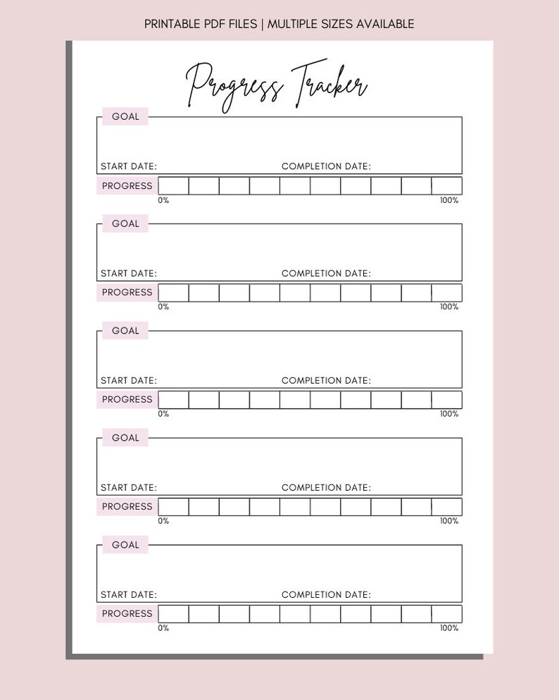 Progress Tracker Printable Habit Tracker Savings Tracker | Etsy Israel