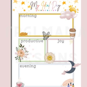 My Ideal Day, Ideal Daily Checklist, Daily Check in Journal, Self-care ...