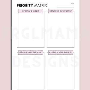 Priority Matrix Worksheet, Priority Matrix Printable, Decision Matrix ...