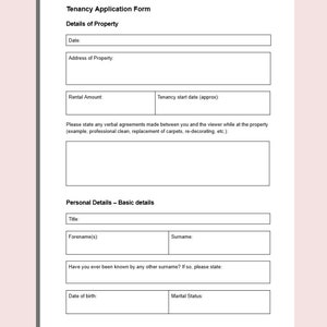 Rental Application Form, Rental Application Form Template, Printable ...