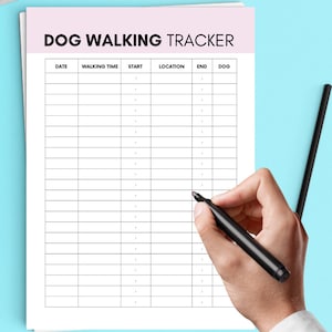 Dog Walking Tracker Printable, Dog Walking Log, Printable Dog Walking ...
