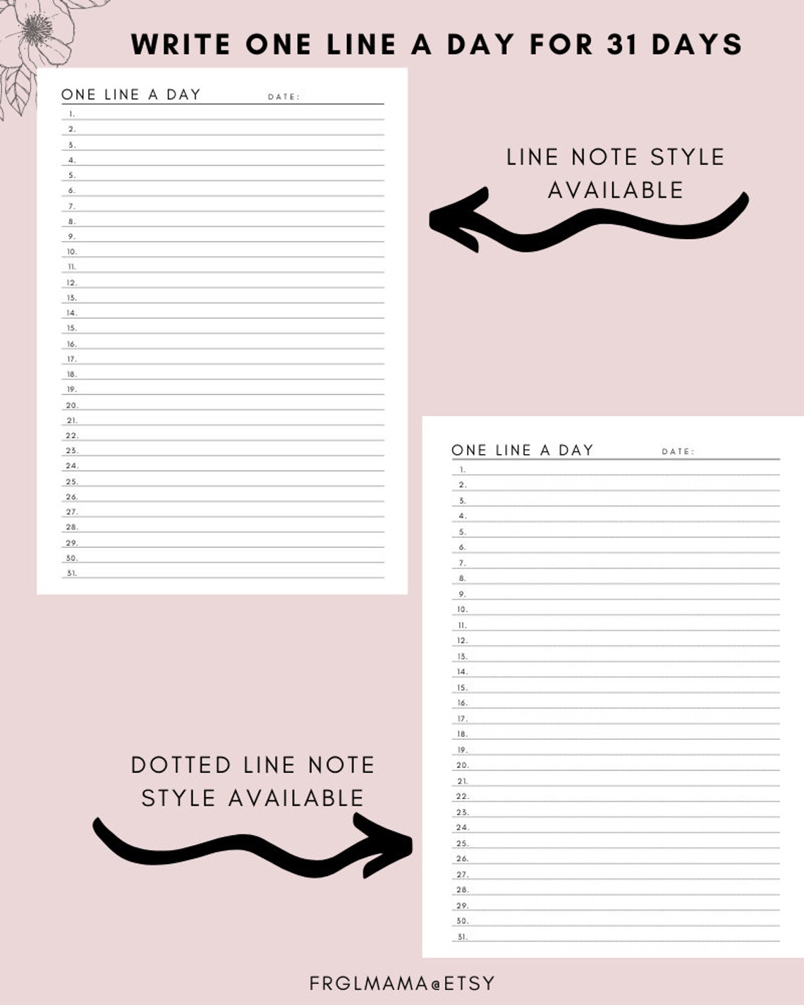 Minimalist One Line A Day Printable Journal Daily Affirmation - Etsy UK