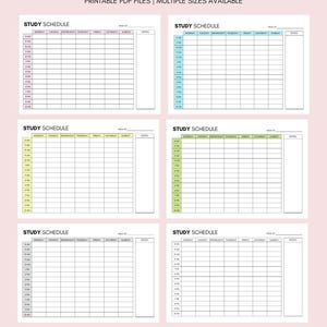 Minimalist Revision Timetable Printable Set, Hourly Agenda, Weekly ...