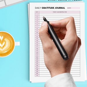 Daily Gratitude Journal, A4 A5 Printable, Month on One Page Gratitude ...