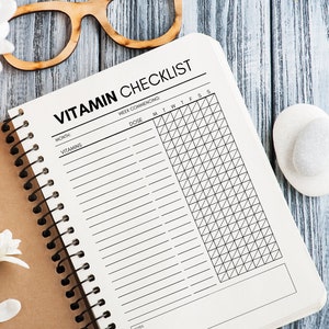 Daily Vitamin Checklist, Vitamin Tracker, Weekly Supplement Checklist ...